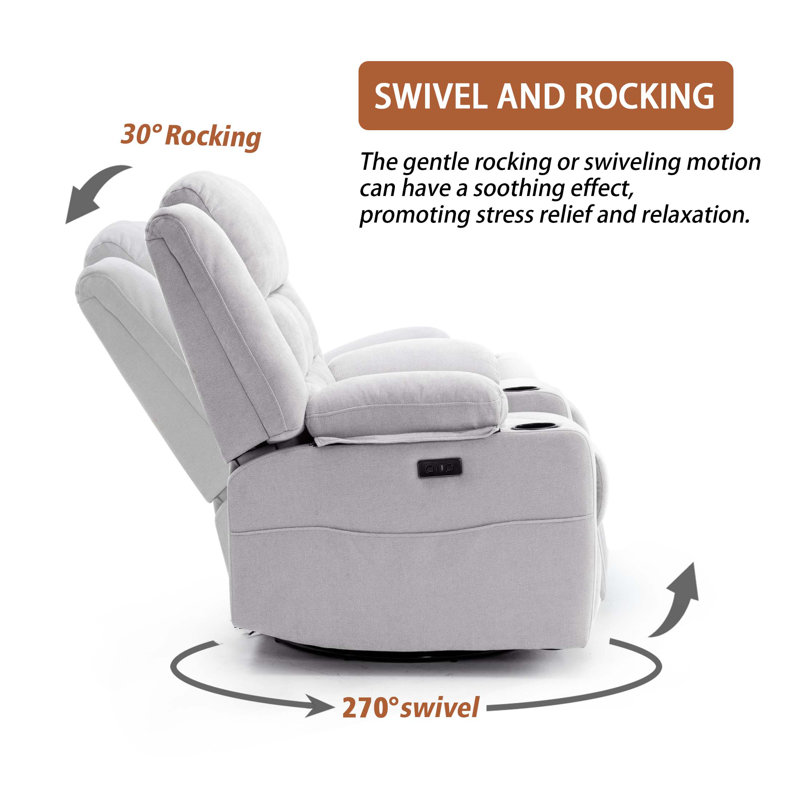 Red Barrel Studio® Red Barrel Studio Electric Power Swivel Rocker Recliner Chair with Heat and ...